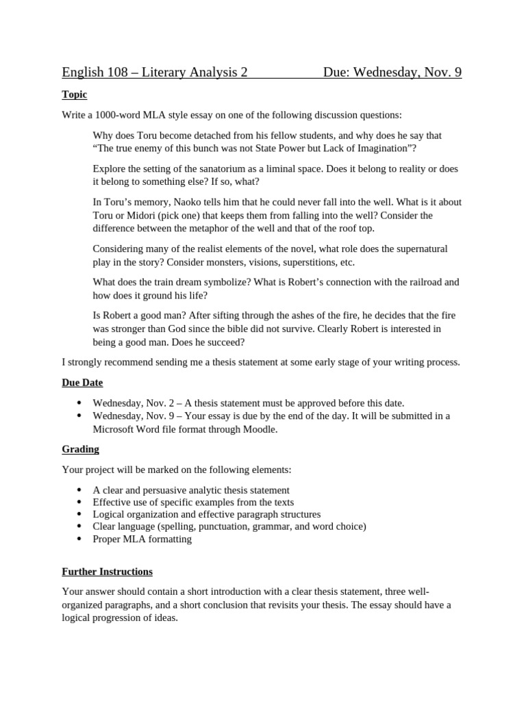 Literary Analysis Essay Guidelines | PDF | Essays | Writing