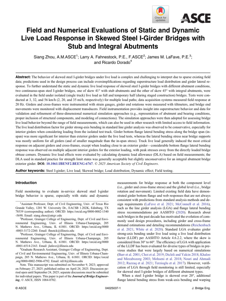 Zhou Et Al Field and Numerical Evaluations of Static and Dynamic Live ...