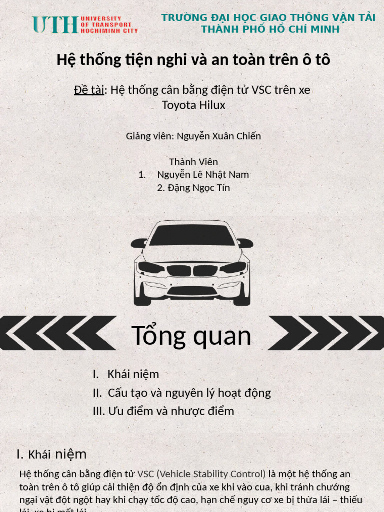 Bài Thuyết Trình Hệ Thống Cân Bằng Điện Tử VSC Trên Xe Toyota Hilux | PDF