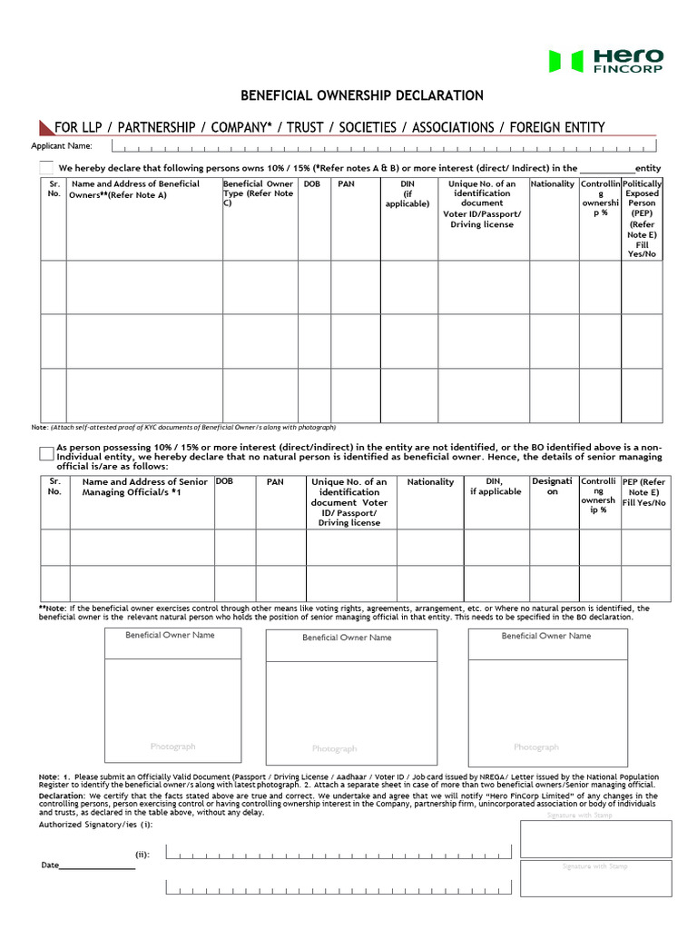 BO Declaration Format - v1.1.FY25 | PDF | Identity Document | Companies