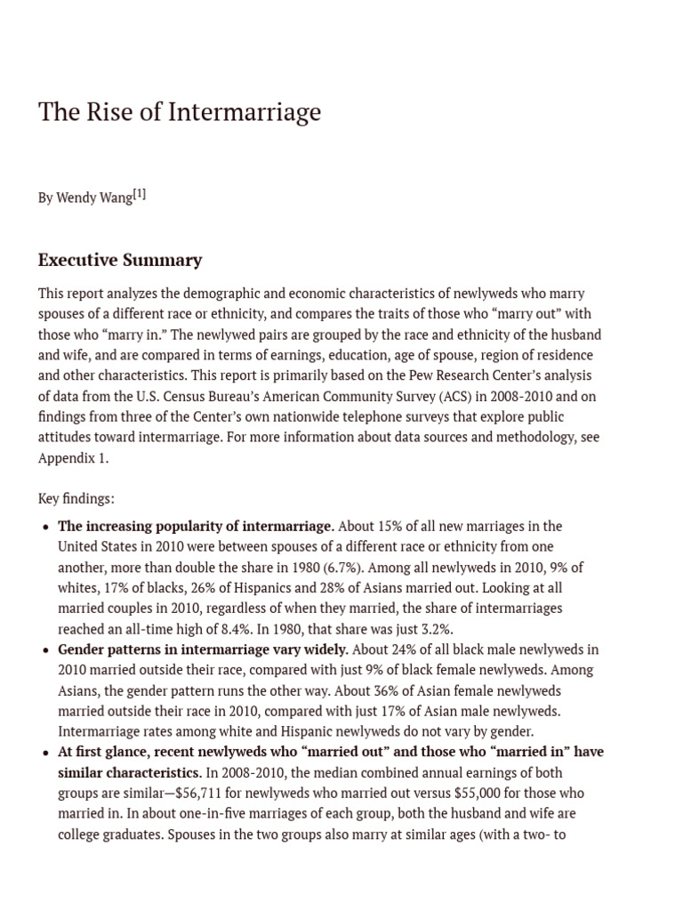 The Rise of Intermarriage - Pew Research Center | PDF | Society Of The ...