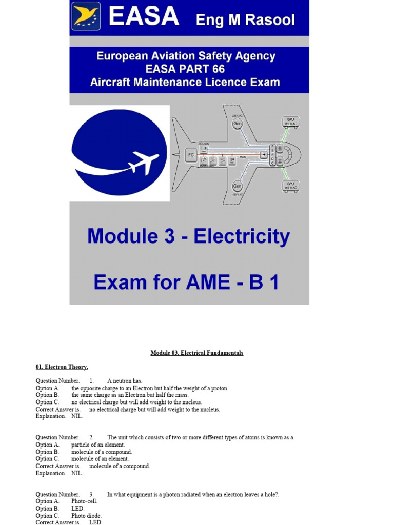 EASA Exam - Module 03 Electricity | PDF | Atoms | Inductance