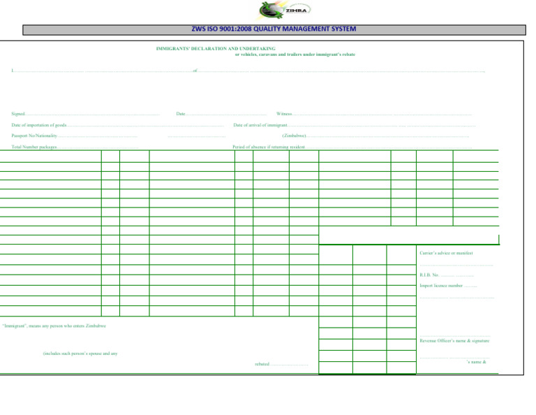 Form 170 Immigrants Effects Other Than A Vehicle | PDF | Home Appliance