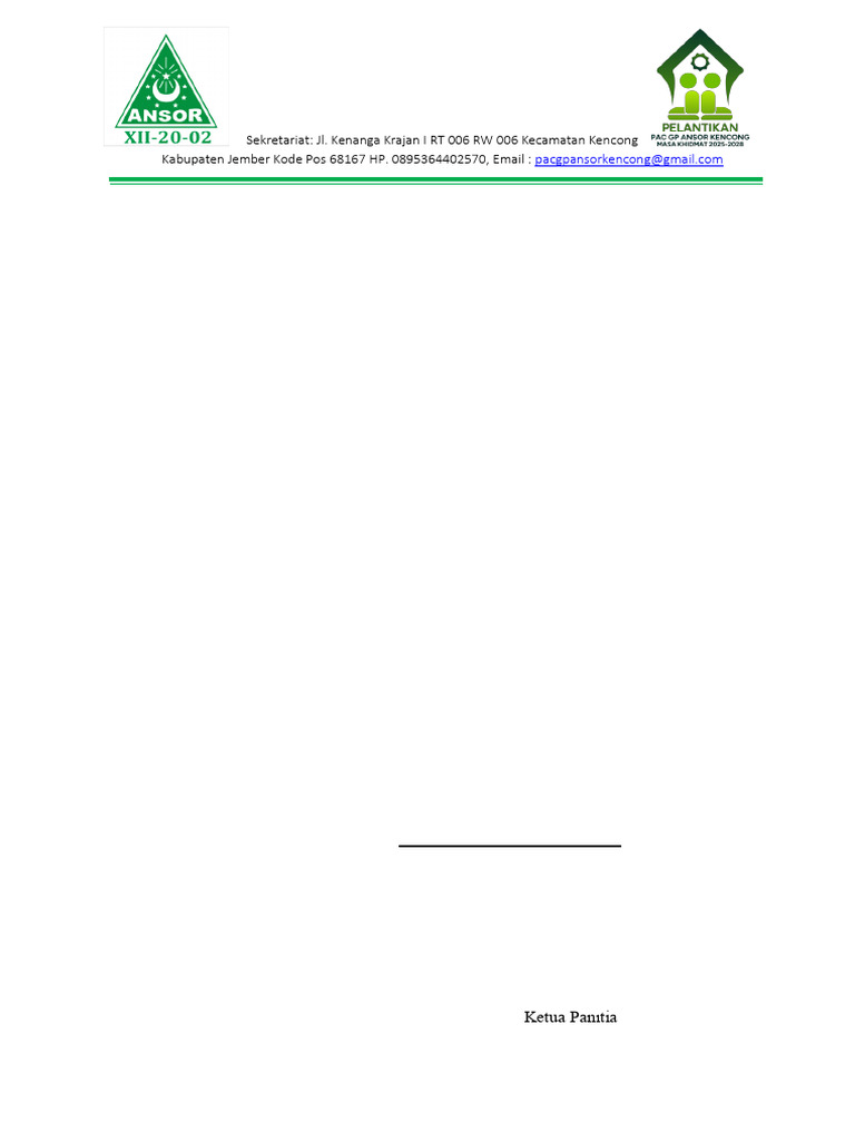 Susunan Acara Pelantikan PAC GP Ansor Kencong | PDF