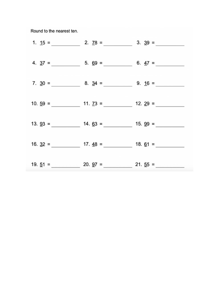 Rounding 2-Digit Numbers To The Nearest 10 | PDF
