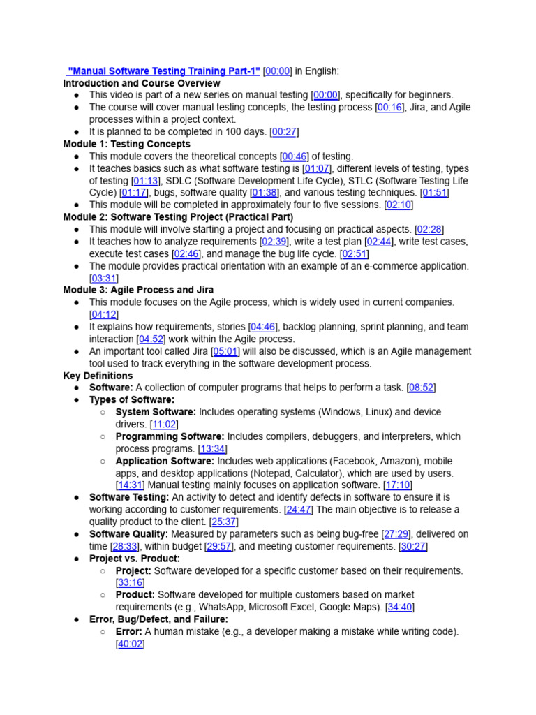 Manual Software Testing Training Part-1 | PDF