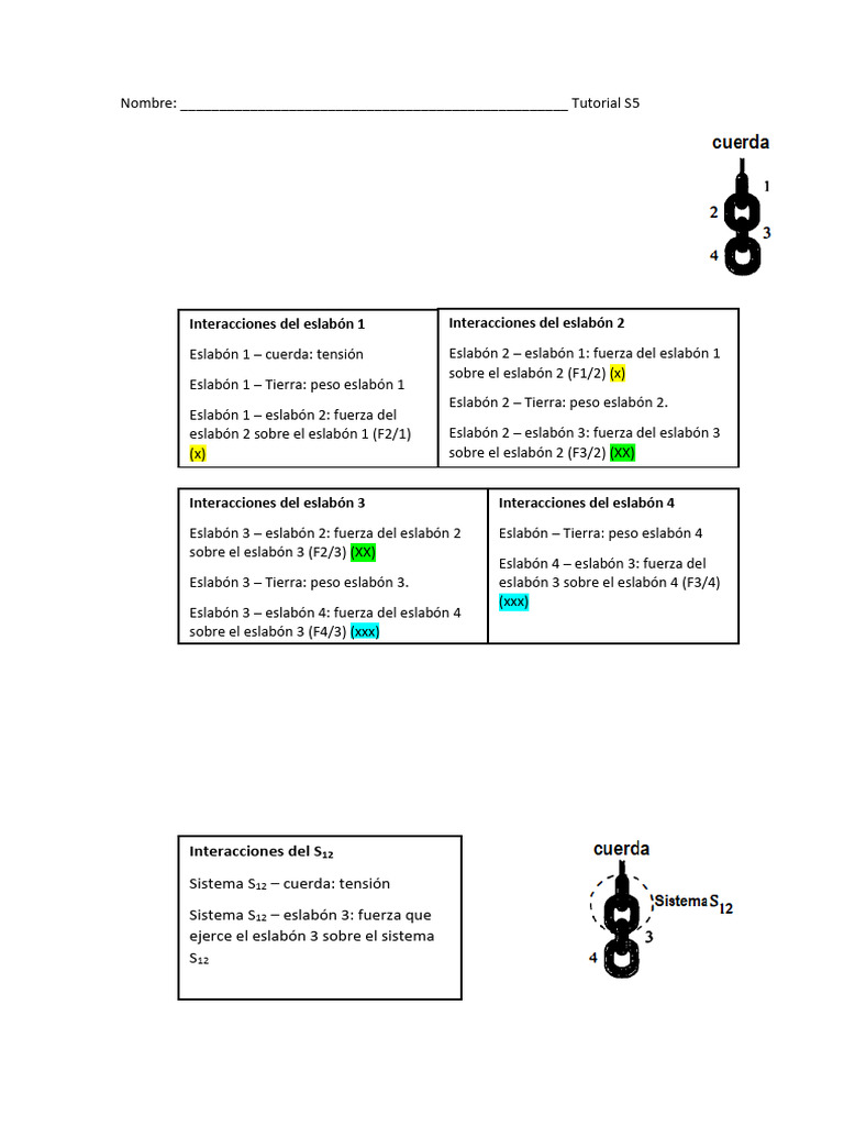 Interacciones y Fuerzas en Cadenas y Bloques | PDF | Fuerza | Fricción
