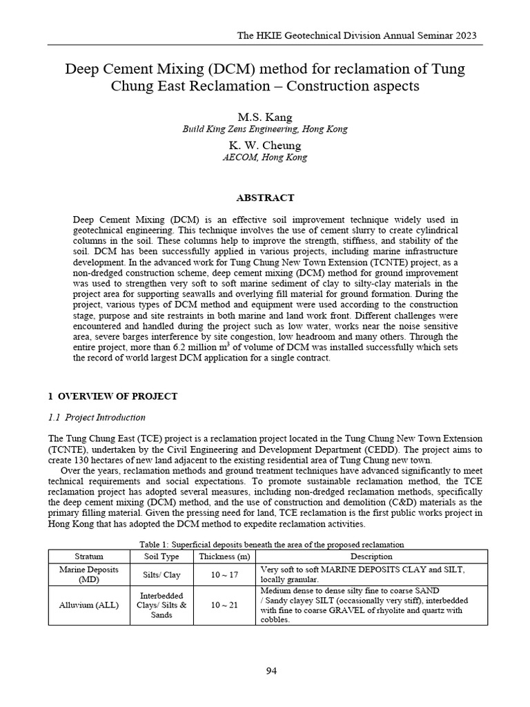 DCM Method for Tung Chung Reclamation | PDF | Silt | Clay