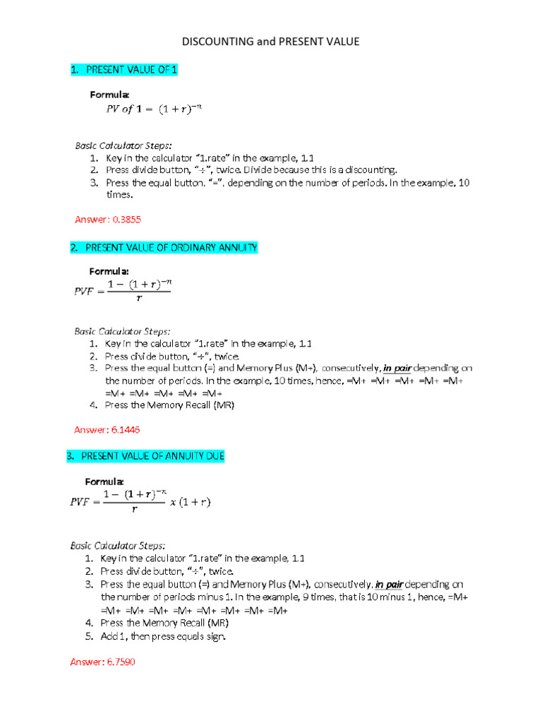 Determining PVF FVF Using Ordinary Calculator | PDF