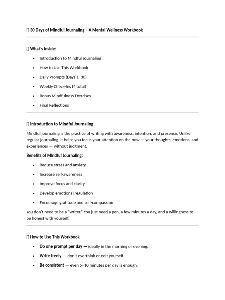 ? 30 Days of Mindful Journaling | PDF | Mindfulness | Gratitude