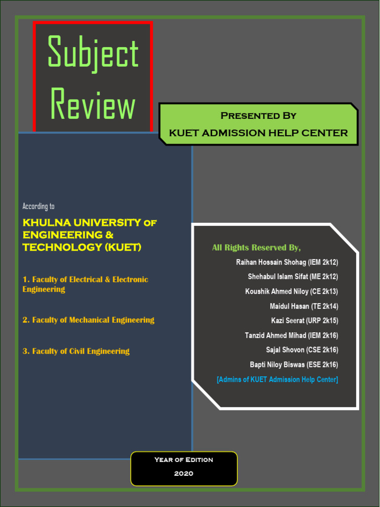KUET Subject Review Book-All Subjects | PDF