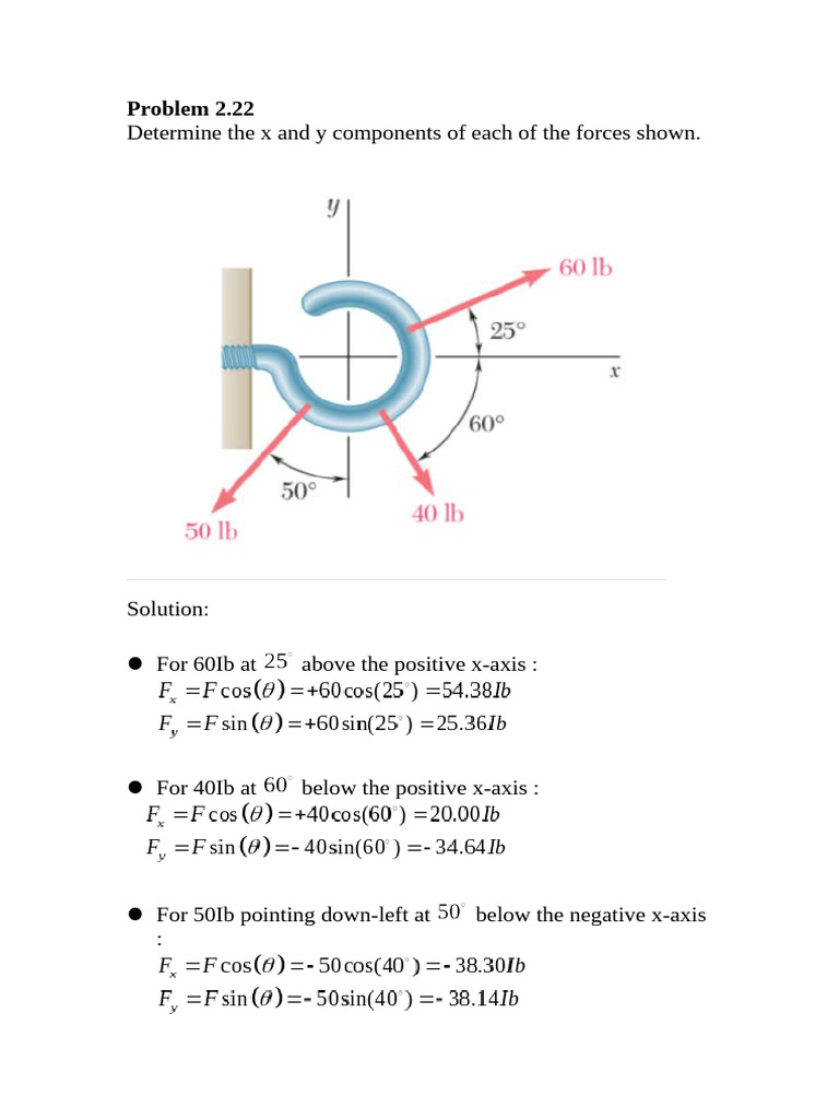 Determine The X and y Components of Each of The Forces Shown | PDF