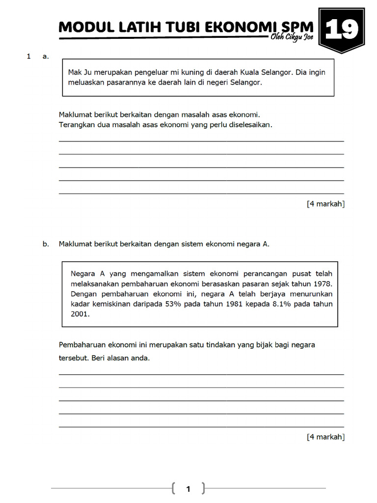 Modul Latih Tubi Ekonomi SPM 19 | PDF