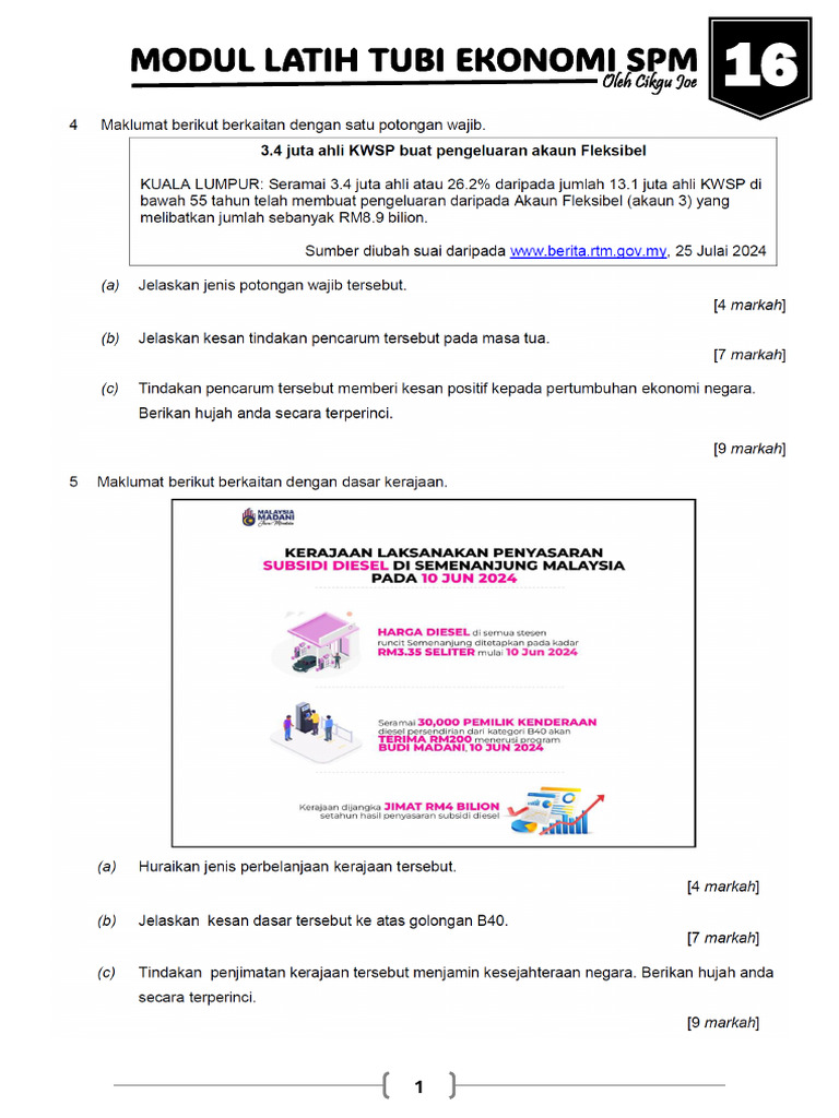 Modul Latih Tubi Ekonomi SPM 16 | PDF