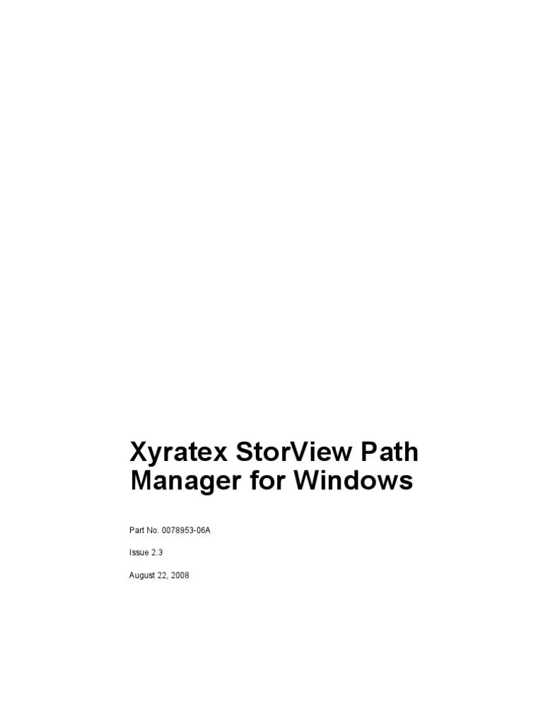 Xyratex StorView Path Manager For Windows | PDF | Installation ...