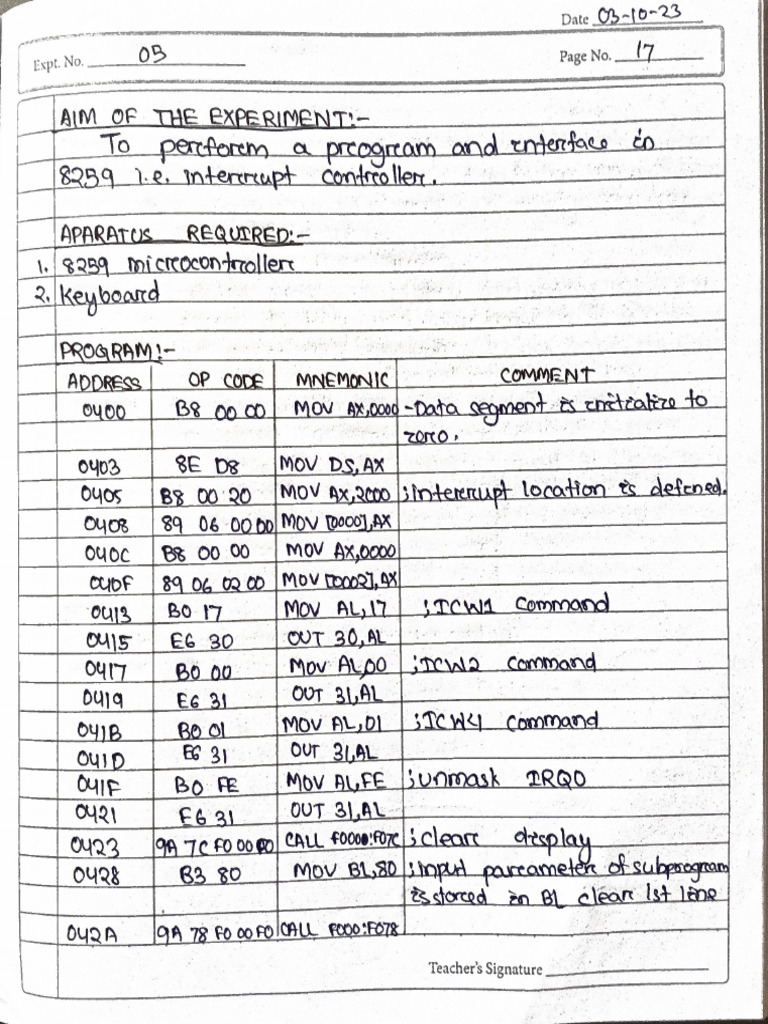 Microprocessor Lab Experiment 7 | PDF