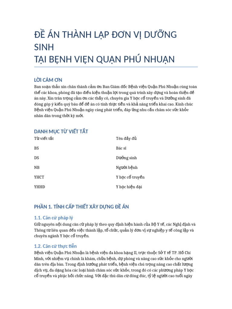 De An Don Vi Duong Sinh BV Phu Nhuan | PDF