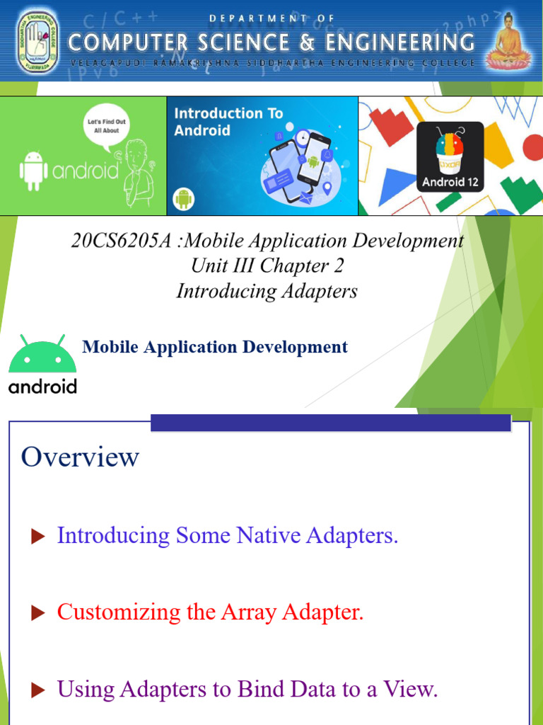 20CS6205A Mobile Application Development Unit III Chapter 2 Introducing ...