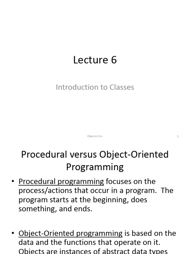 Lecture6 Class | PDF | Class (Computer Programming) | Method (Computer ...