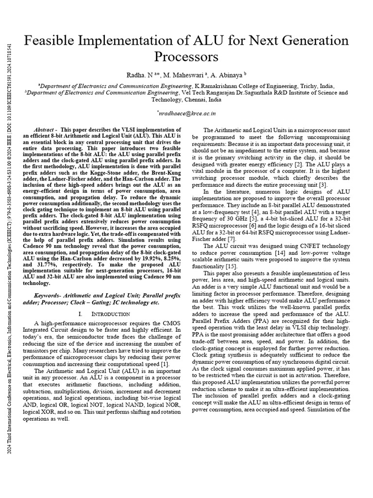 Efficient 8-bit ALU Design for Processors | PDF | Central Processing ...