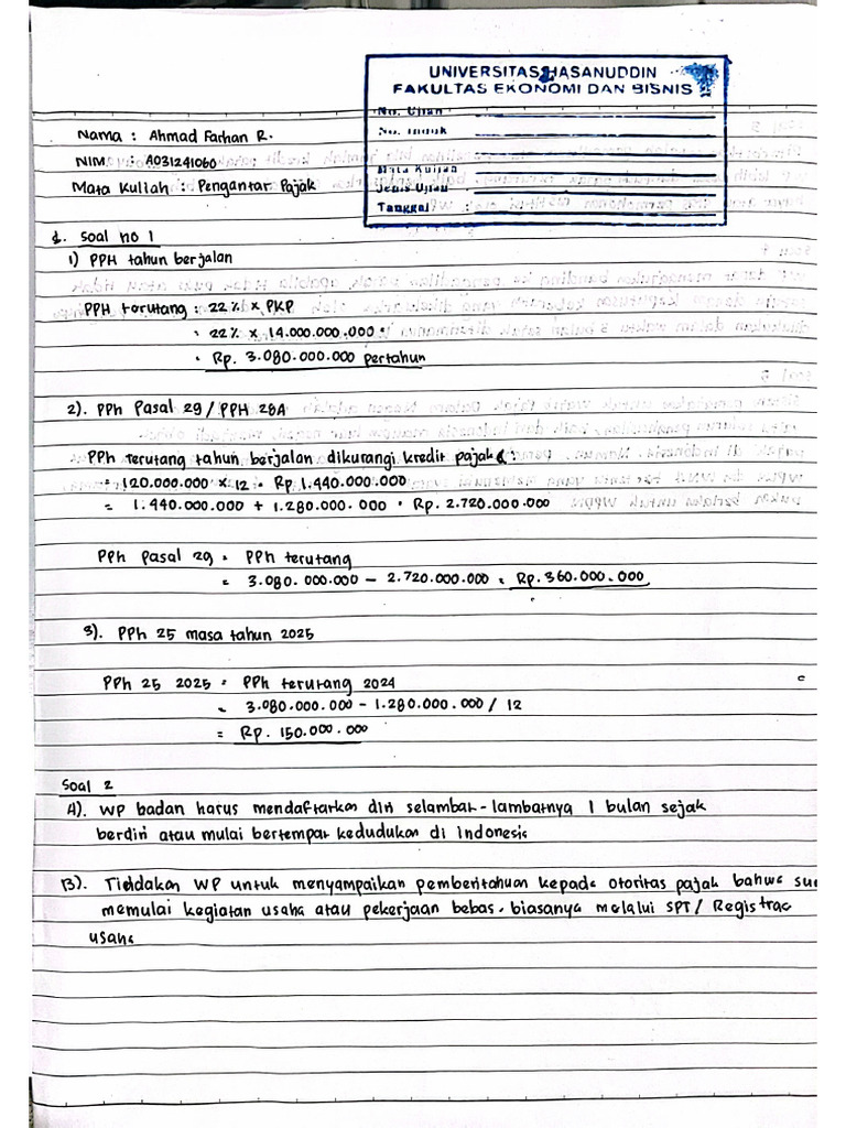 UTS Pajak - Ahmad Farhan | PDF