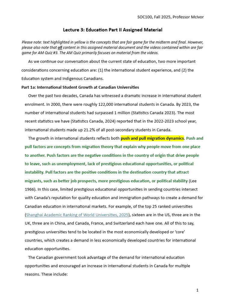 Assigned Material For Lecture 3 Education Part II | PDF | World Systems ...