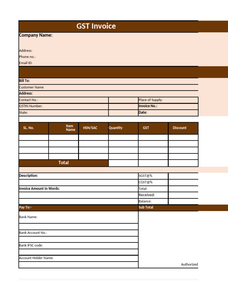 Stylish GST Invoice Format | PDF