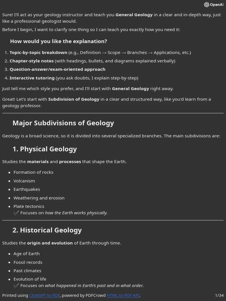 Major Subdivisions of Geology | PDF | Geology | Geologic Time Scale