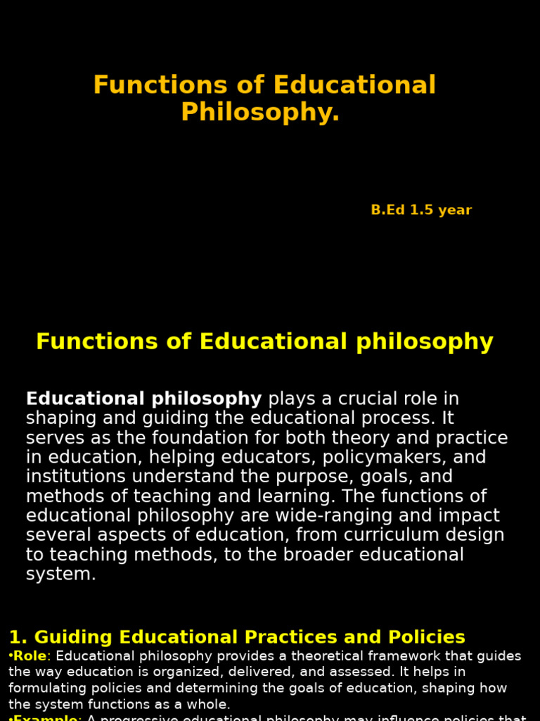 Functions of Educational Philosophy | PDF | Philosophy Of Education ...