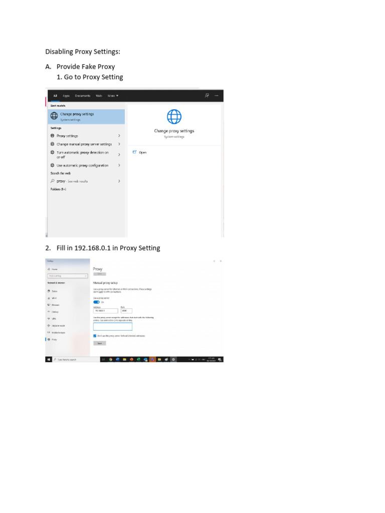 Disabling Proxy Settings | PDF