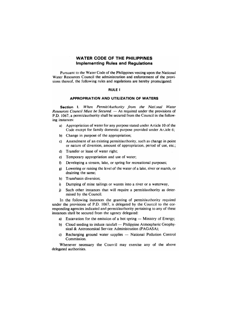 Water Code of The Philippines | PDF