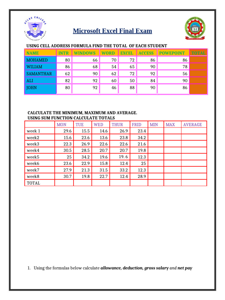 Excel Exam | PDF | Microsoft Excel