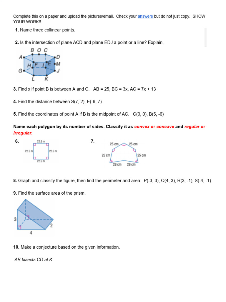 Geometry Semester 1 Final Review-1 | PDF | Line (Geometry) | Triangle