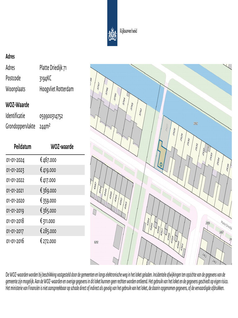 WOZ-Waardeloket - Platte Driedijk 71, Hoogvliet Rotterdam | PDF