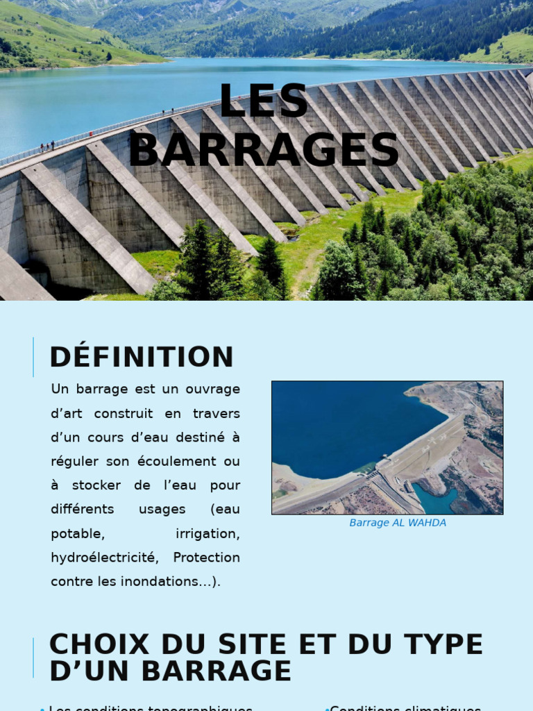 Types et éléments des barrages hydrauliques | PDF | Barrage | Lac de ...