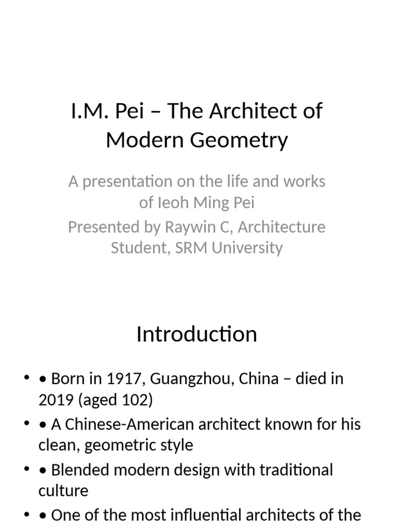 I.M. Pei: Master of Modern Architecture | PDF