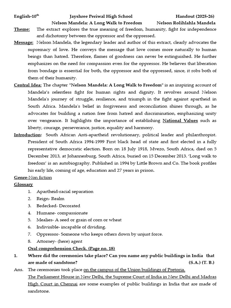 Handout Nelson Mandela | PDF | Nelson Mandela | Apartheid