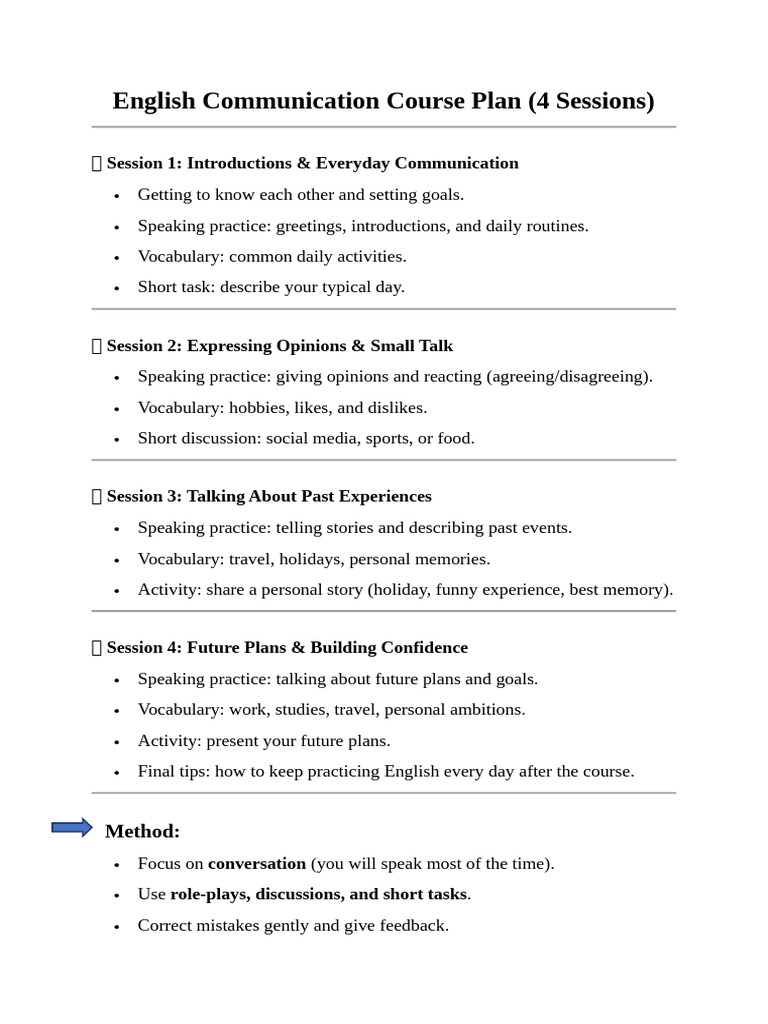 English Communication Course Plan | PDF