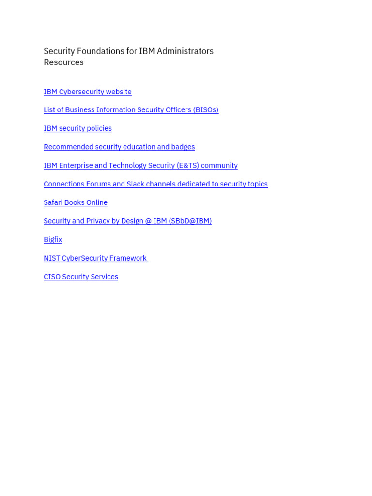 Securty Foundations For IBM Administrators Resources | PDF