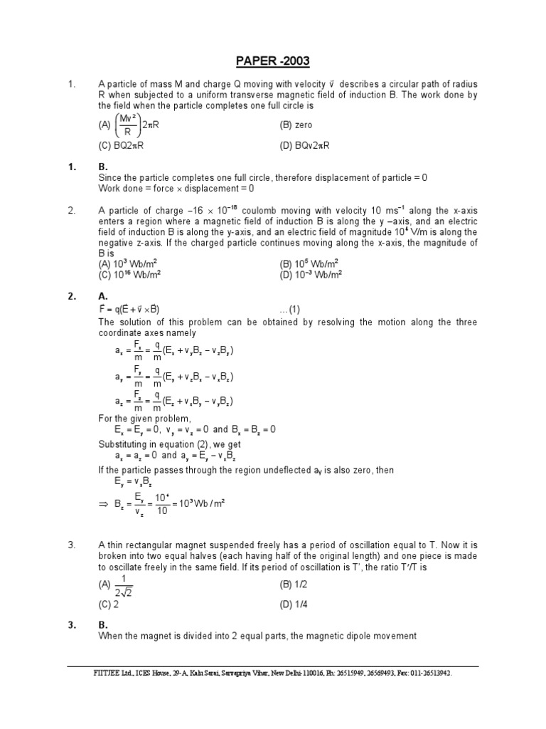 AIEEE Physics 2003 Solution | PDF | Radioactive Decay | Electron