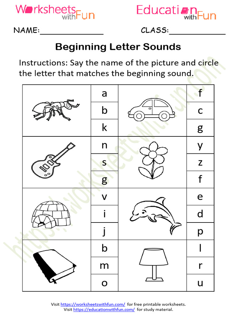 Initial Sound Worksheet 1 | PDF