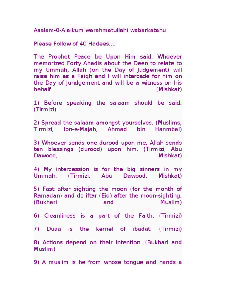 40 short Hadith in English for Recite | Abrahamic Religions ...