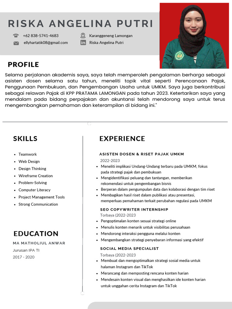 Profil Riska Angelina Putri: Web Designer | PDF
