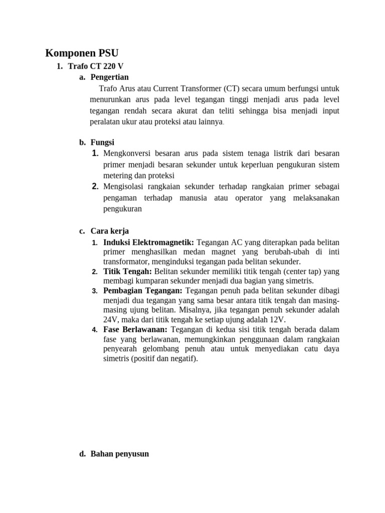 Komponen Utama PSU dan Fungsinya | PDF