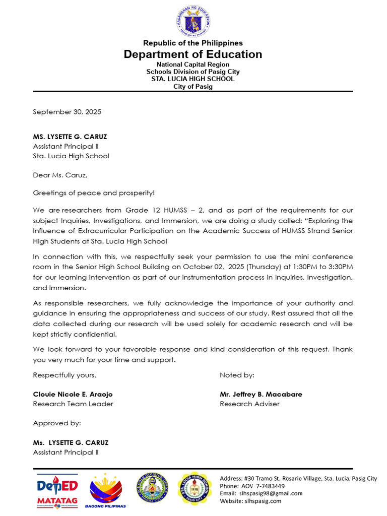 Research Request for HUMSS Study | PDF