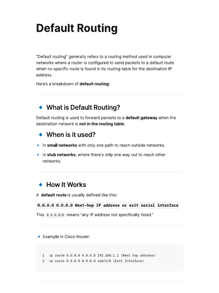 6 Default Routing | PDF