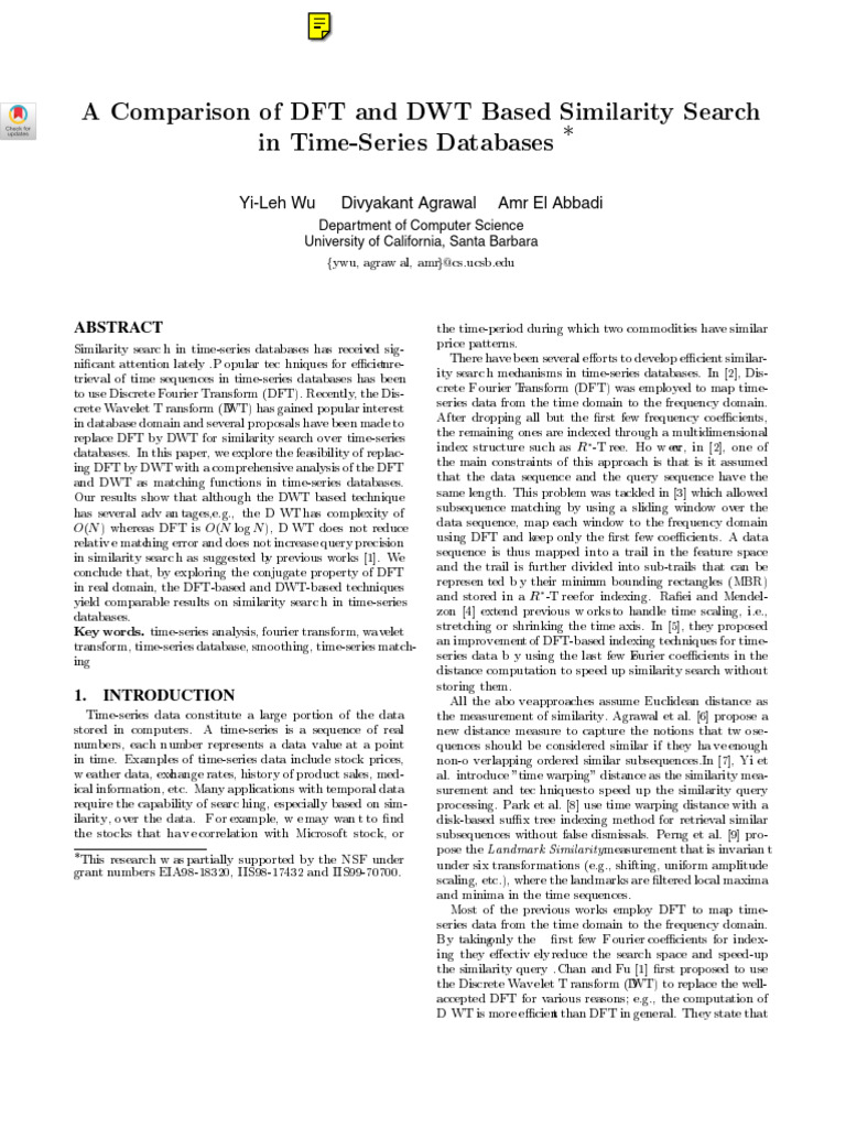 A Comparison of DFT and DWT Based Similarity Search in Time-Series ...