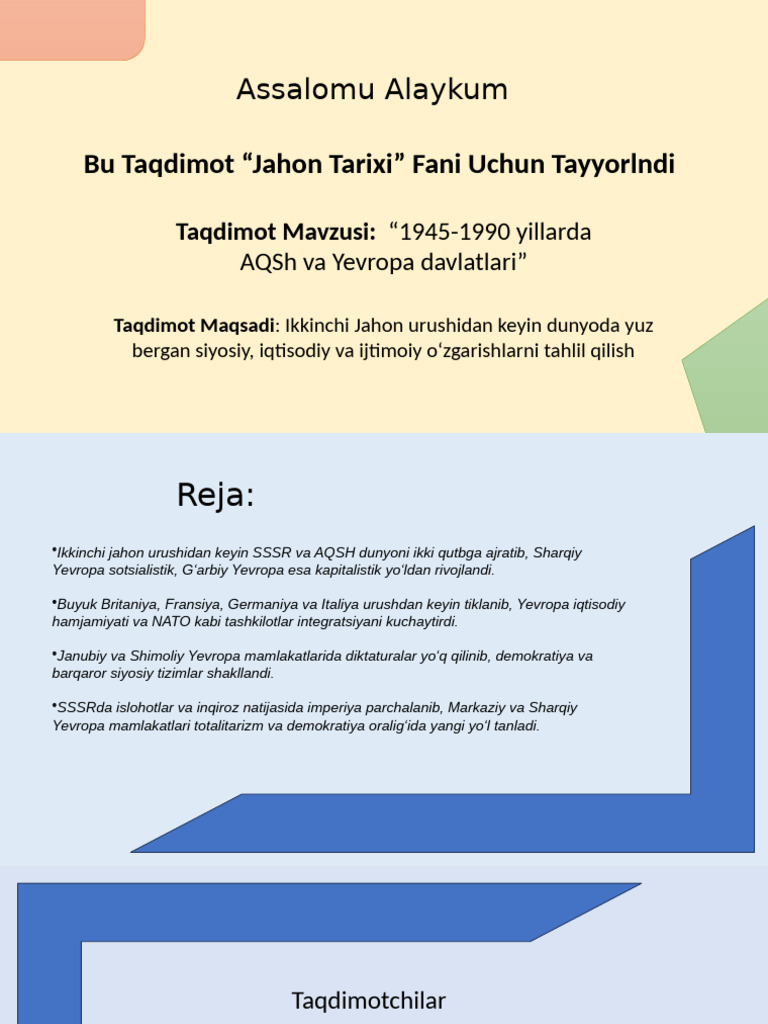Jahon Tarixi Loyiha Ishi | PDF