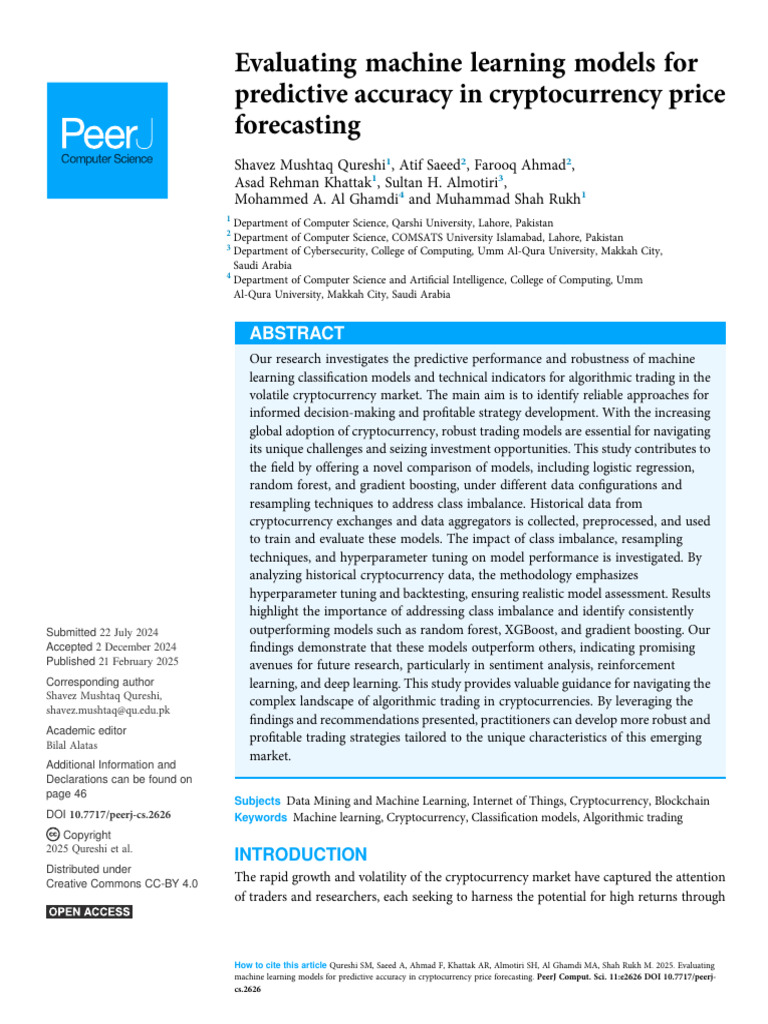 Peerj Cs 2626 | PDF | Machine Learning | Algorithmic Trading