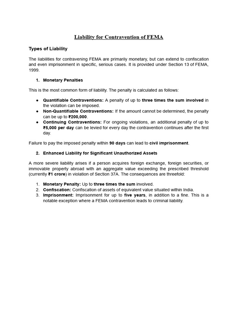 Liability For Contravention of FEMA | PDF